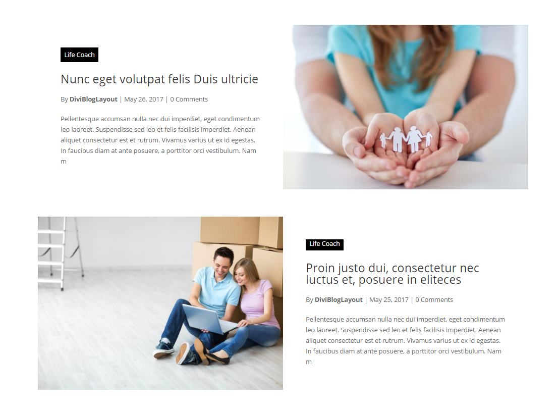 Divi Category Layout for Life Coach Blog